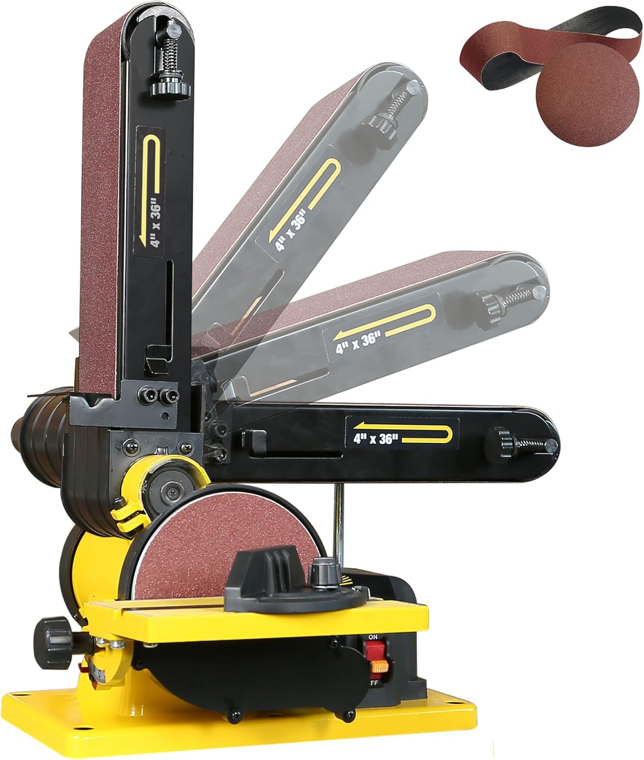 4.3A Belt Sander, 4 x 36 in. Belt & 6 in. Disc Sander, Double Dust Exh
